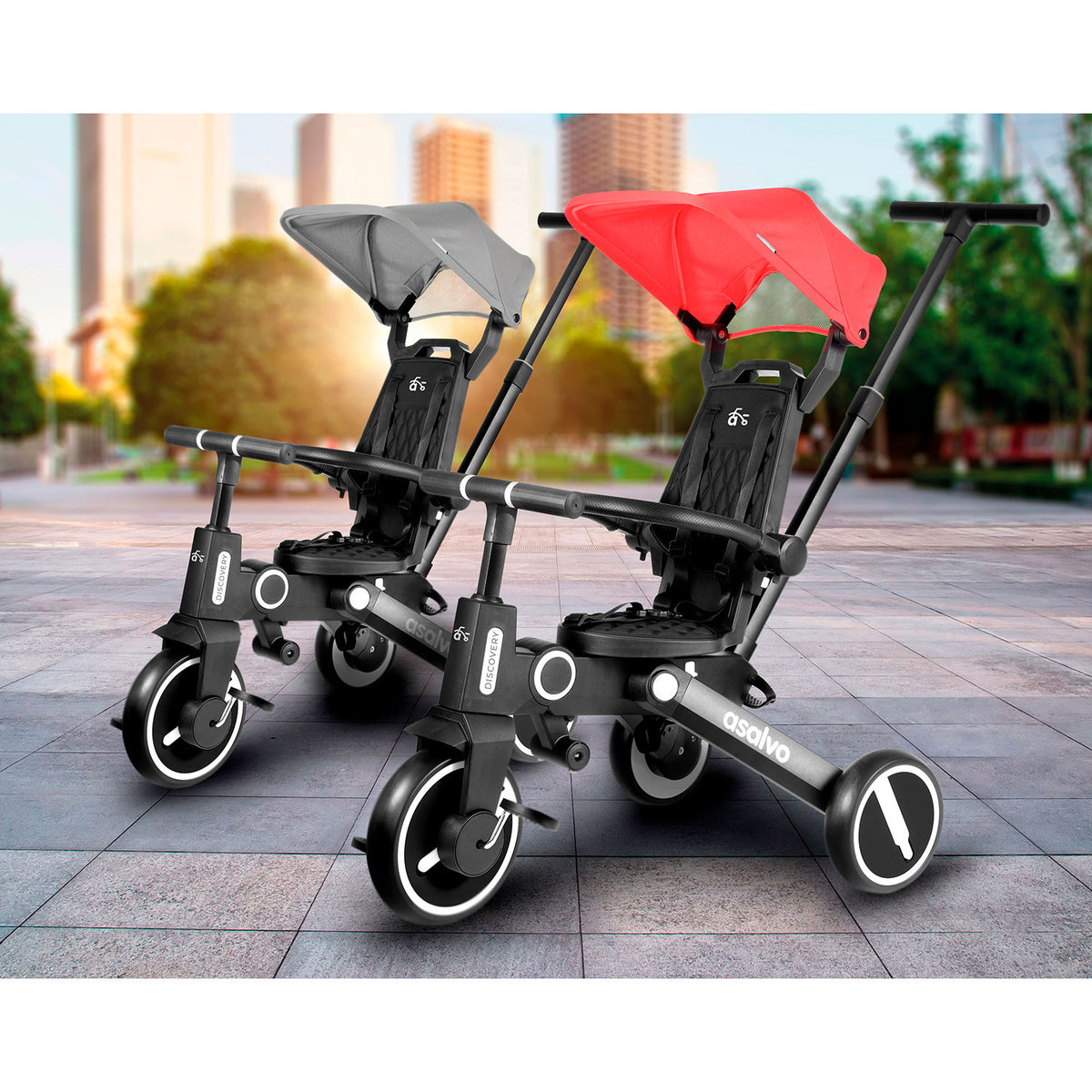 Asalvo Trehjulet cykel Discovery, Grå – Vierbørn.dk